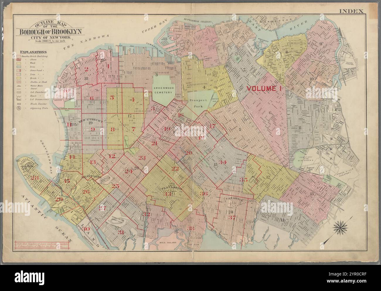 Outline Map of the Borough of Brooklyn, City of New York 1907 by ...