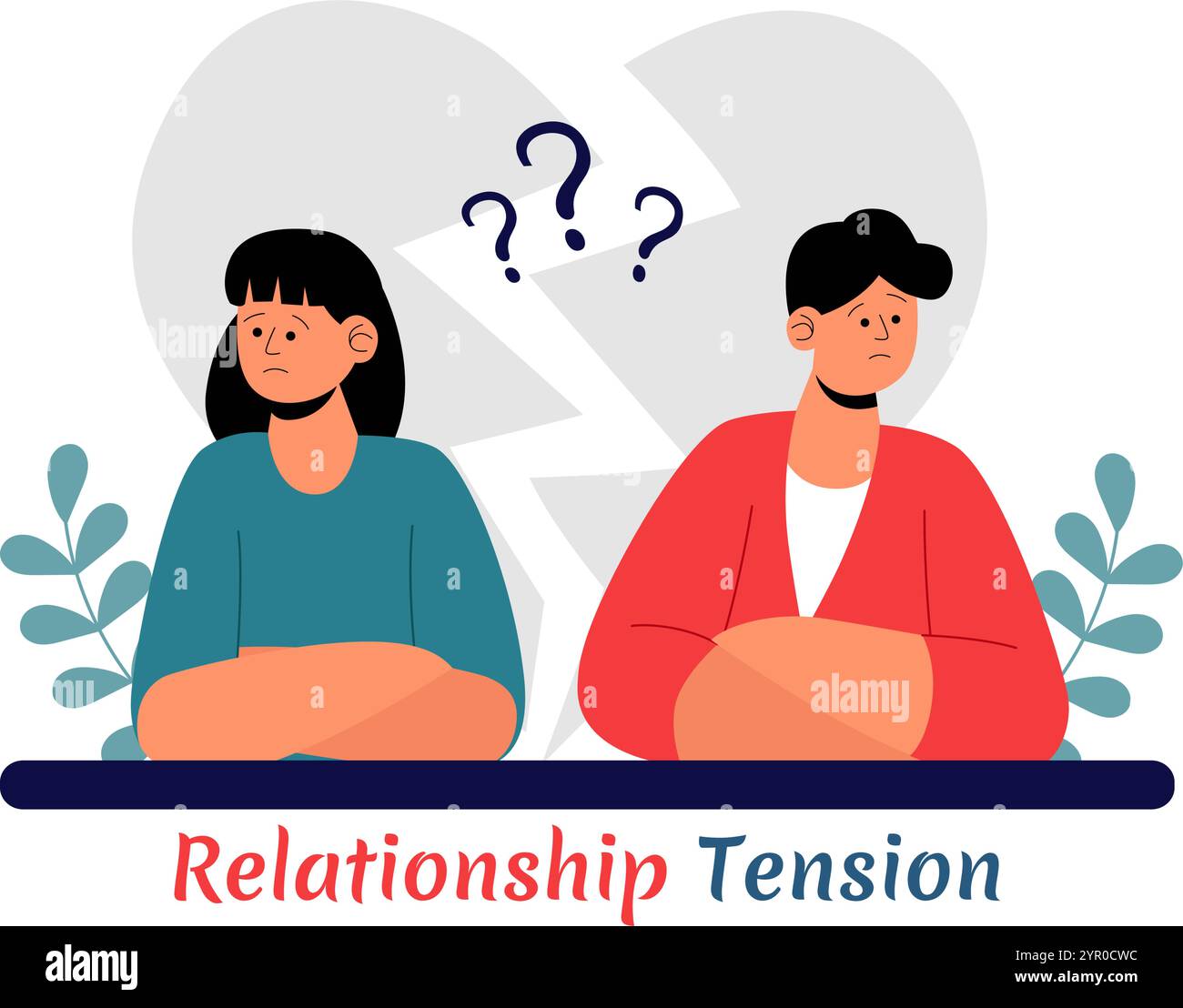 Relationship Tension Vector Illustration featuring a Young Couple ...