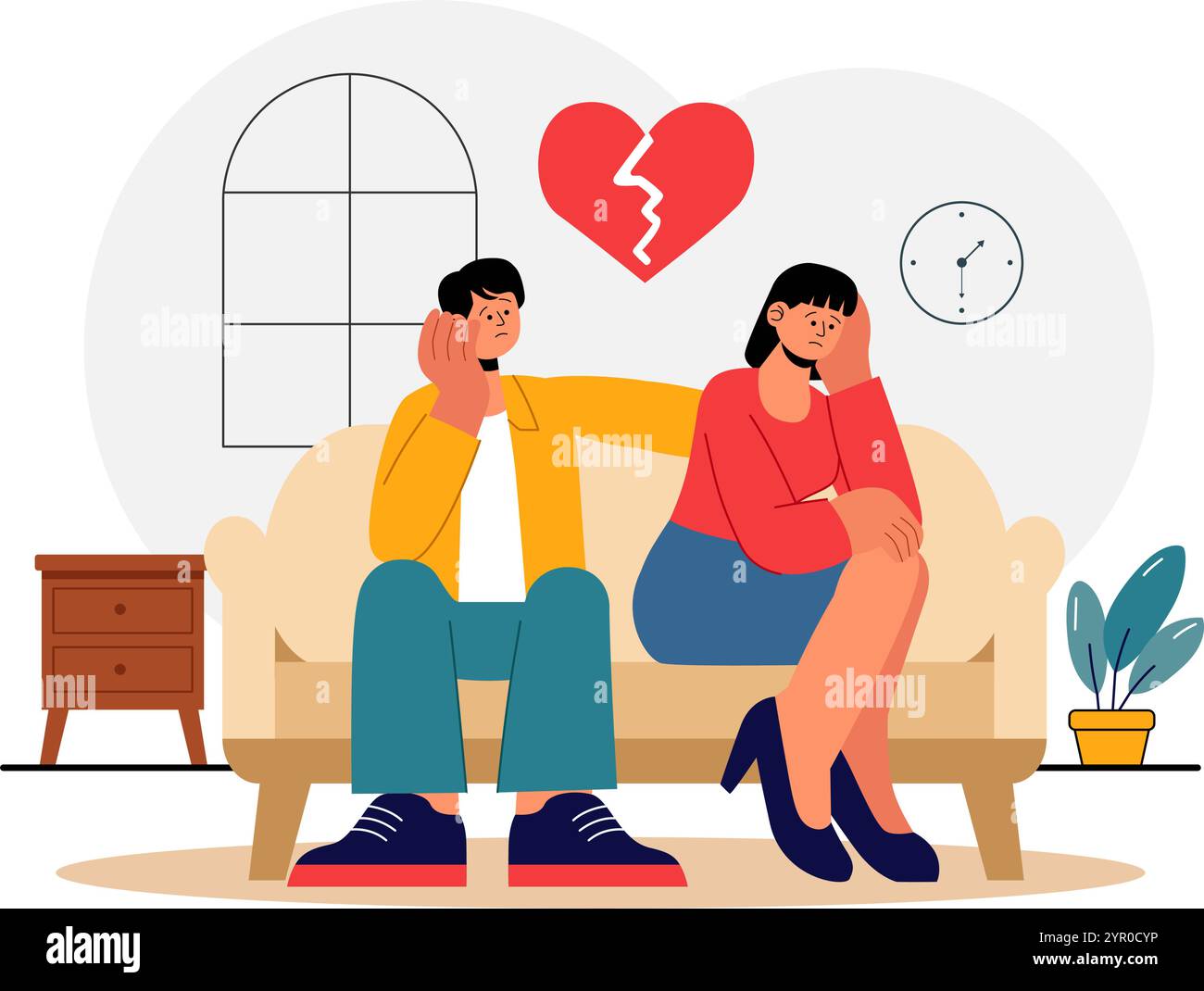 Relationship Tension Vector Illustration featuring a Young Couple ...