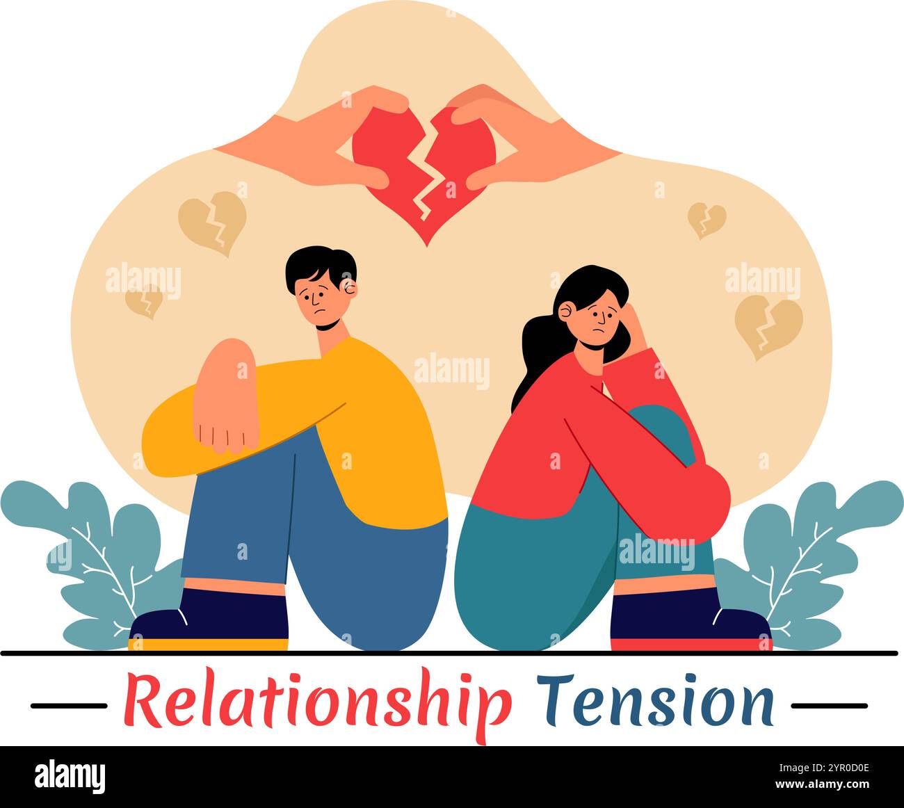 Relationship Tension Vector Illustration featuring a Young Couple ...