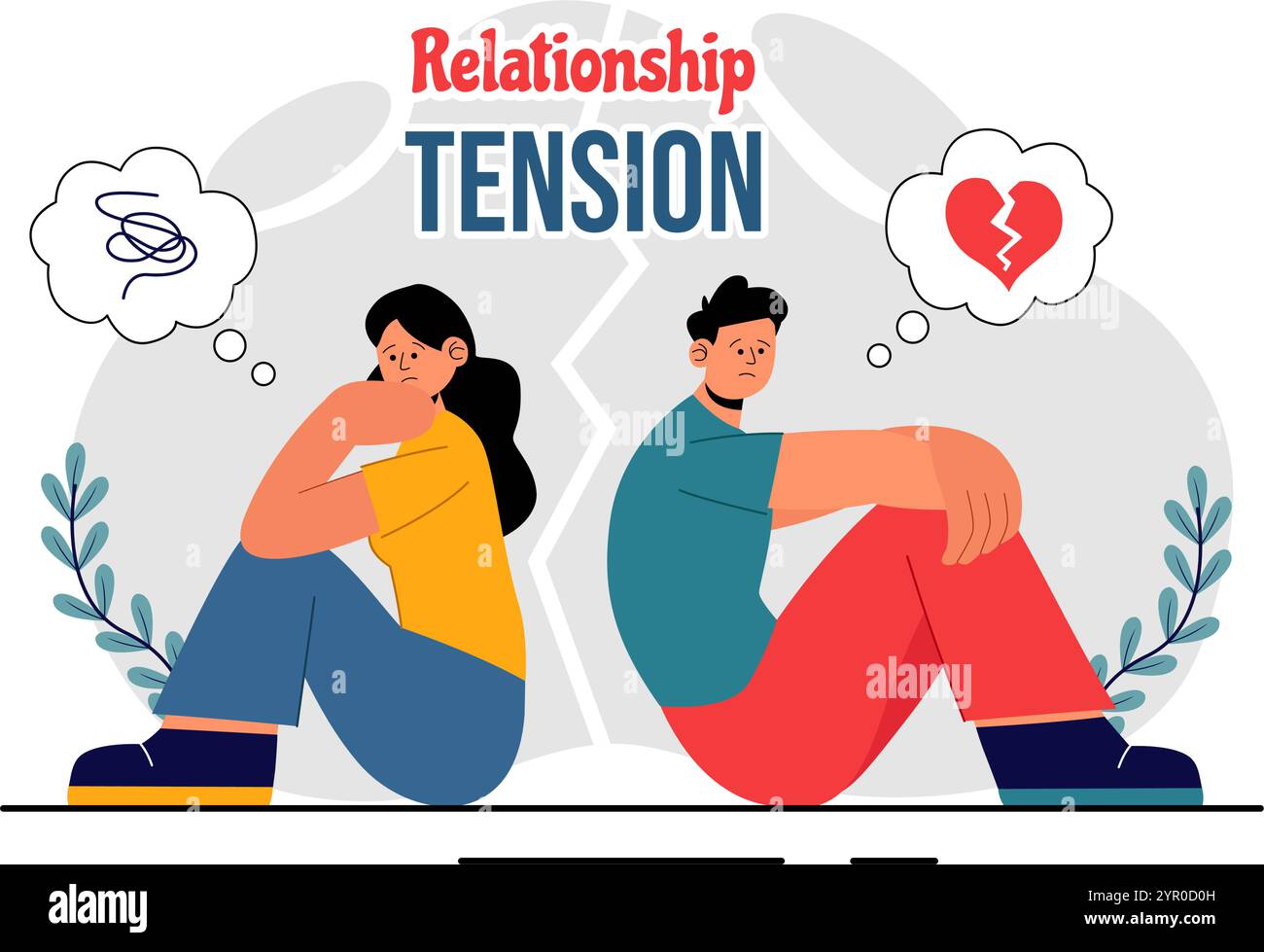 Relationship Tension Vector Illustration featuring a Young Couple ...