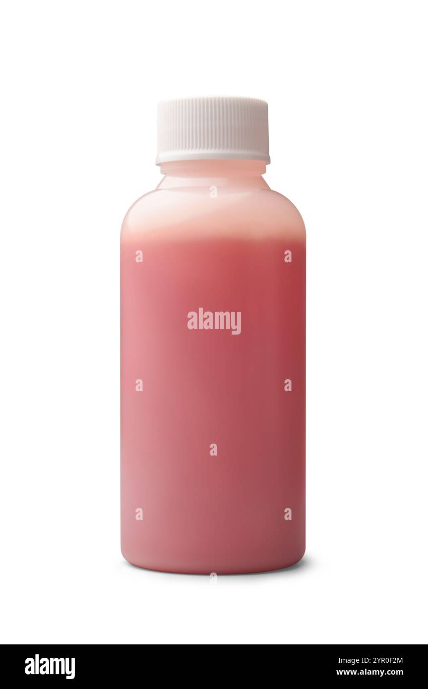 close-up of medicine bottle with blank label isolated white background ...