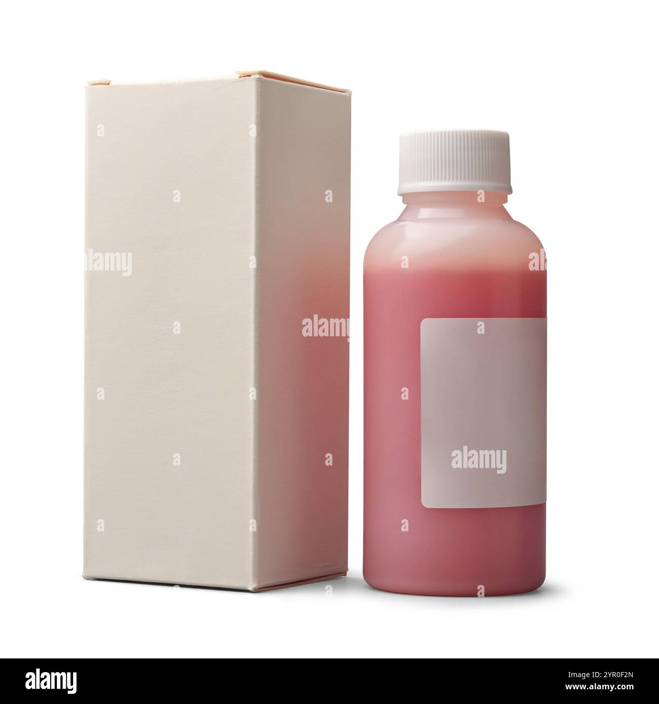 medicine bottle with blank label and cardboard box isolated white ...