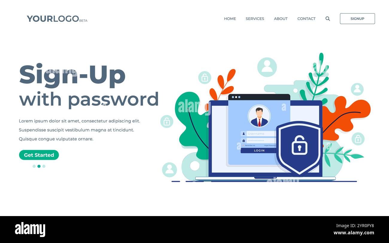 Login screen laptop Stock Vector Images - Alamy