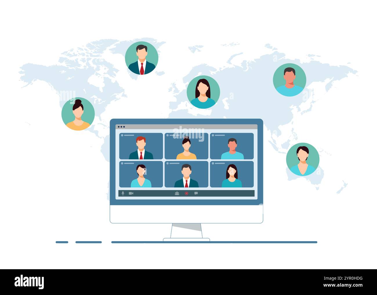 People around the world connecting together, Online business meeting ...