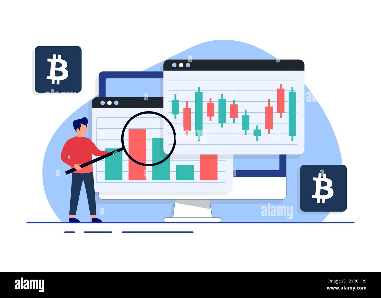 Crypto or stocks market graph and candlestick chart on desktop computer ... Crypto or stocks market graph and candlestick chart on desktop computer ...