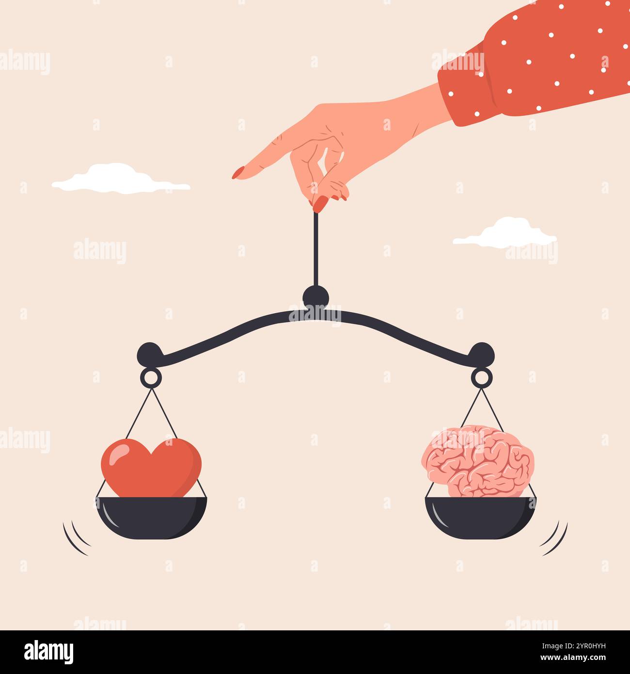 Heart and Brain Balance. Mental and Physical Health concept. Control ...