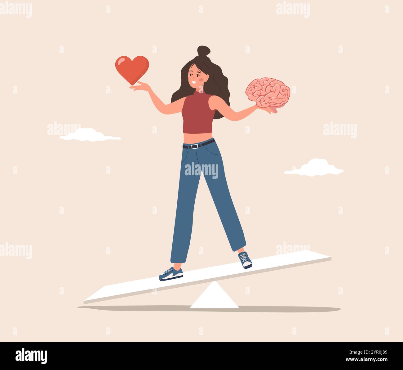 Brain and Heart Balance. Emotional Intelligence concept. Female ...
