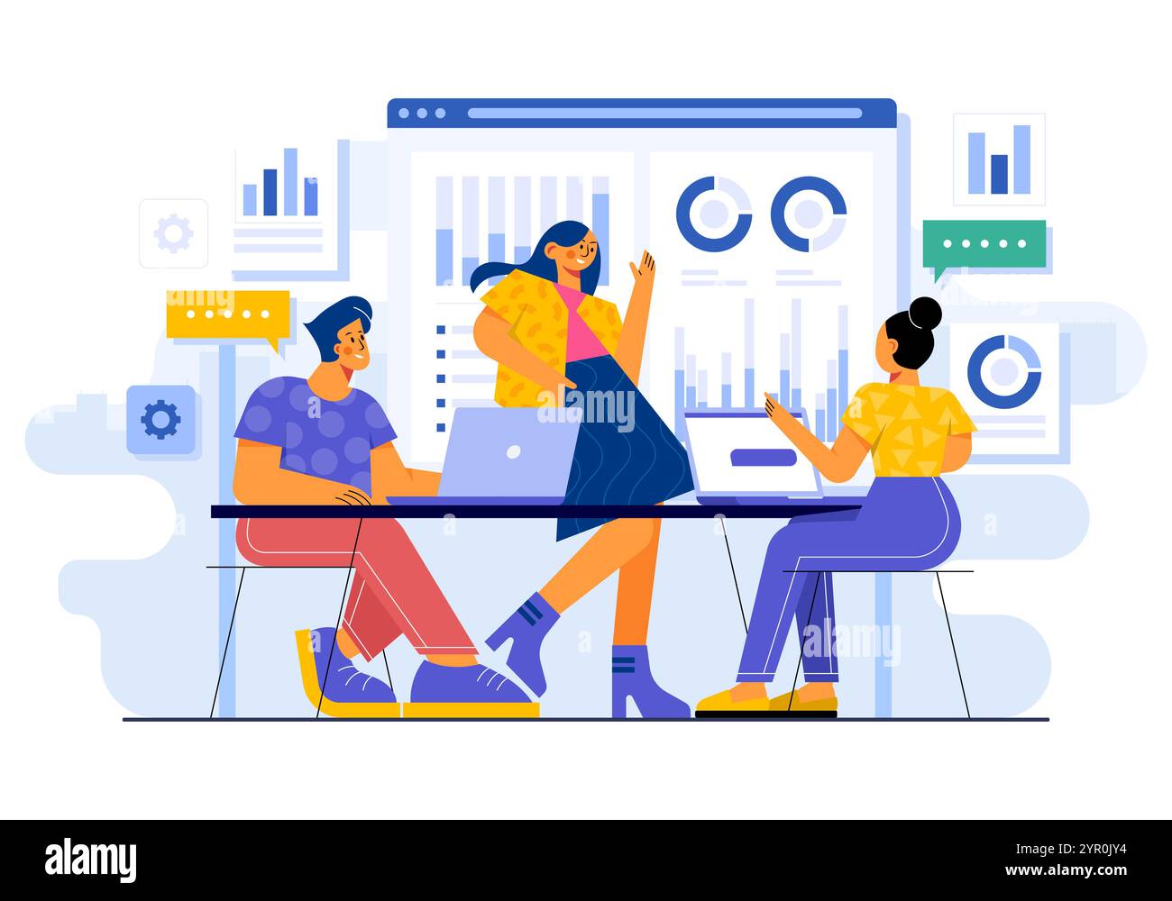 Businesspeople discussing the business plan, The female leader ...