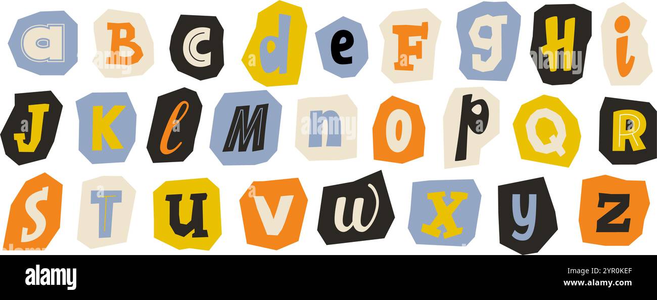 English alphabet uppercase collage Stock Vector Images - Alamy