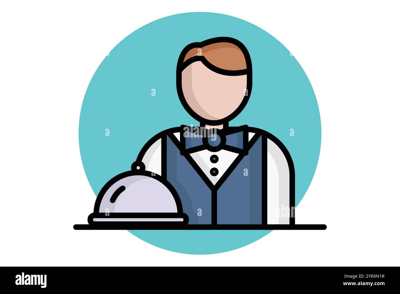 Waiter icon. colored outline icon style. icon related to meal ...