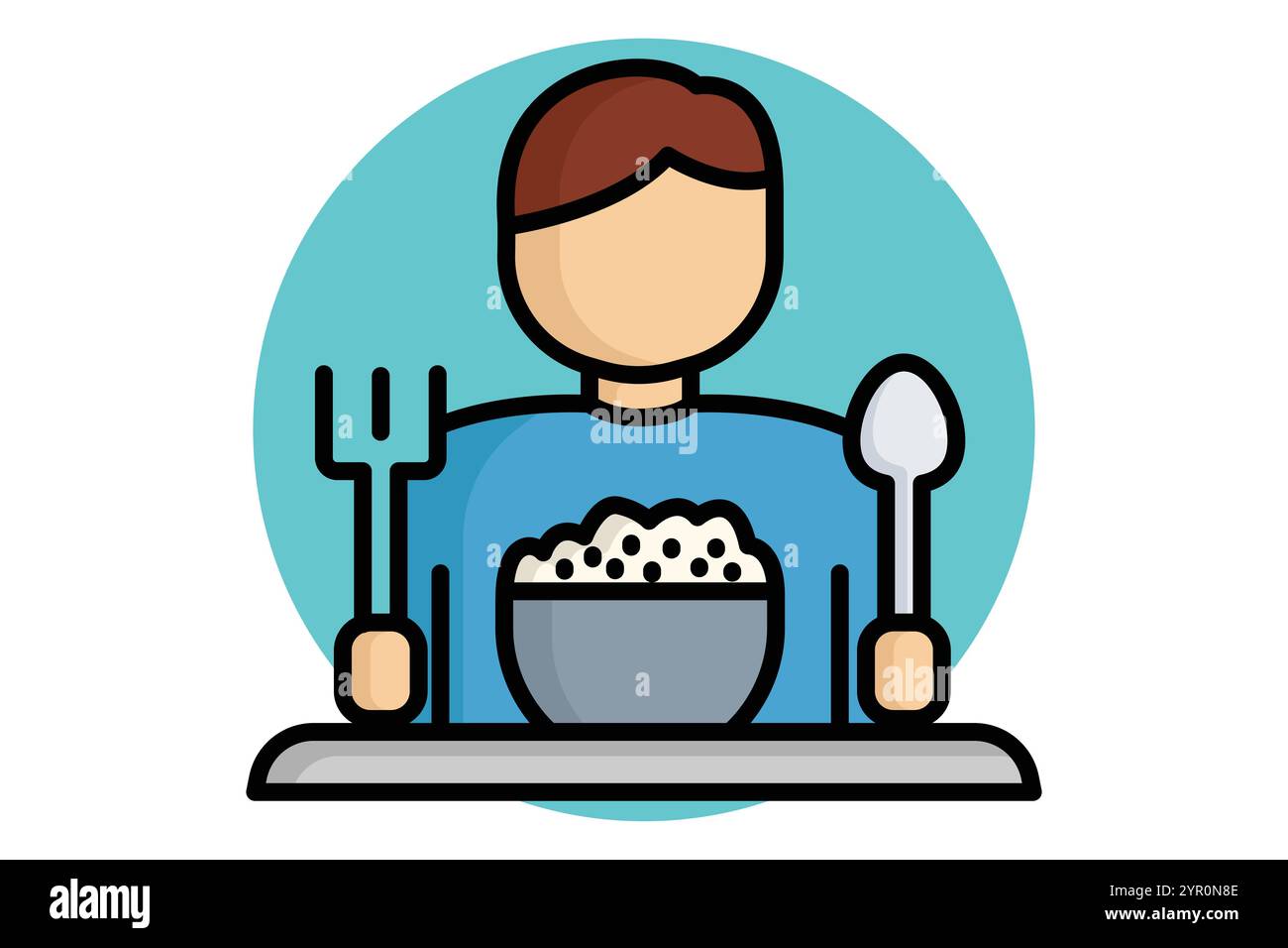 Eat icon. colored outline icon style. rice bowl with people. icon ...