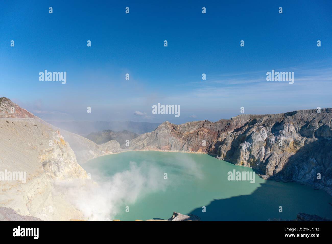 The breathtaking view at the top of Mount Ijen, Indonesia Stock Photo ...