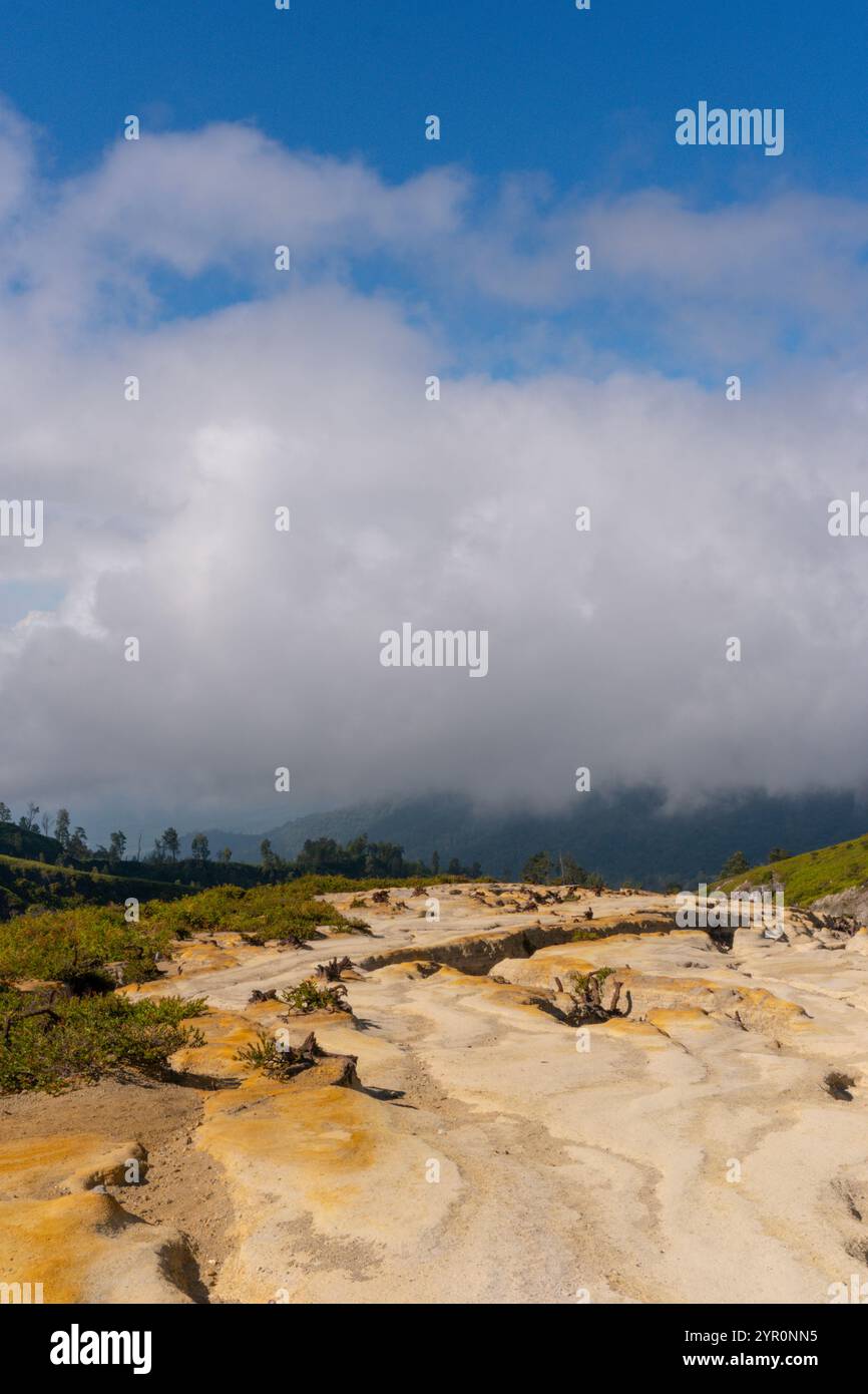 The breathtaking view at the top of Mount Ijen, Indonesia Stock Photo ...
