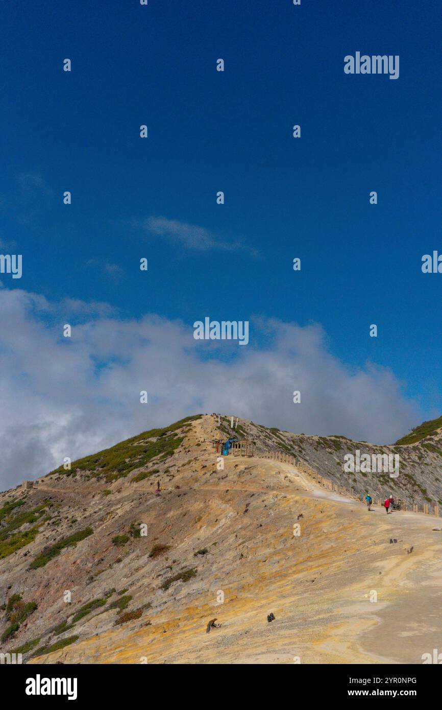 The breathtaking view at the top of Mount Ijen, Indonesia Stock Photo ...