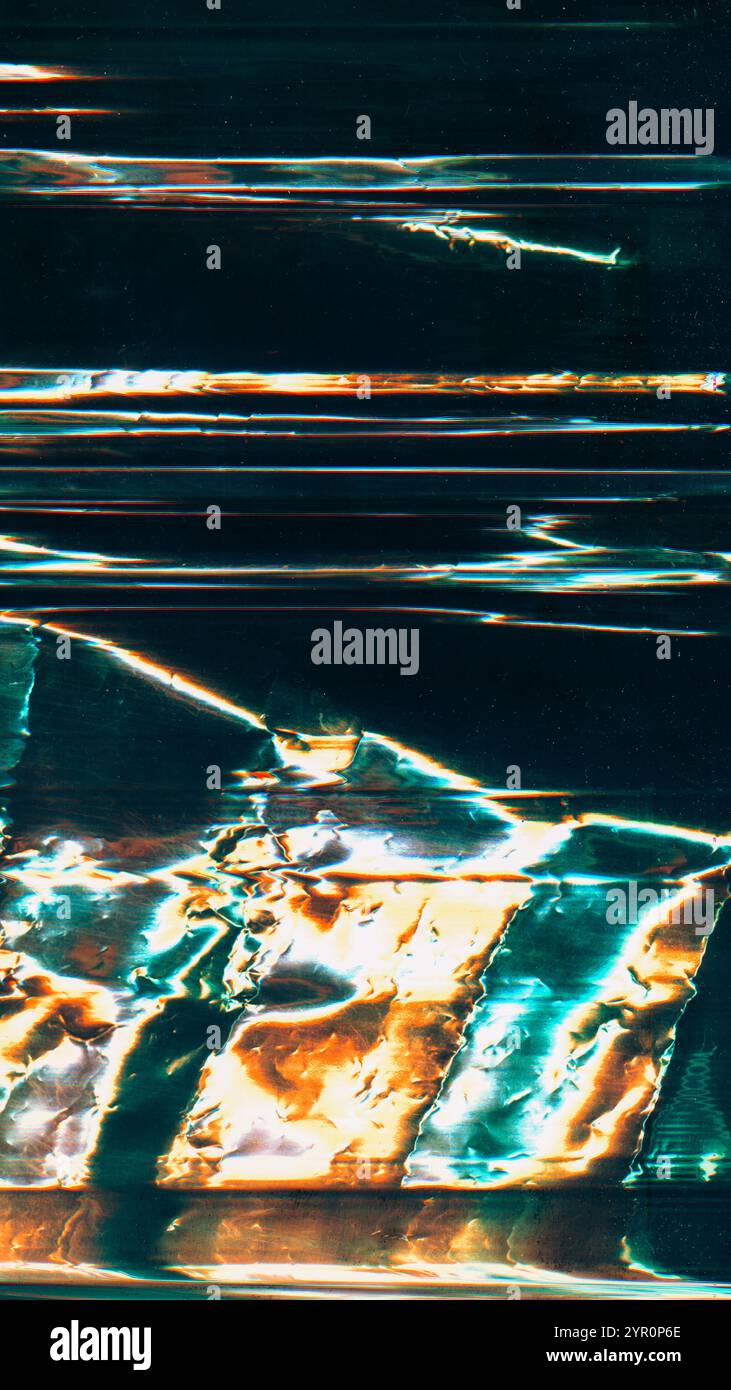 Distressed foil. Old film overlay. Green orange white color rust stains ...