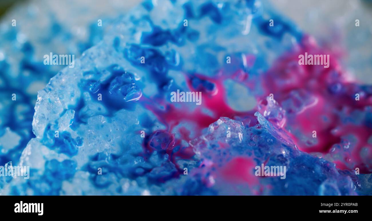 Ink water drop. Abstract paint. Blue pink color ice liquid blending ...