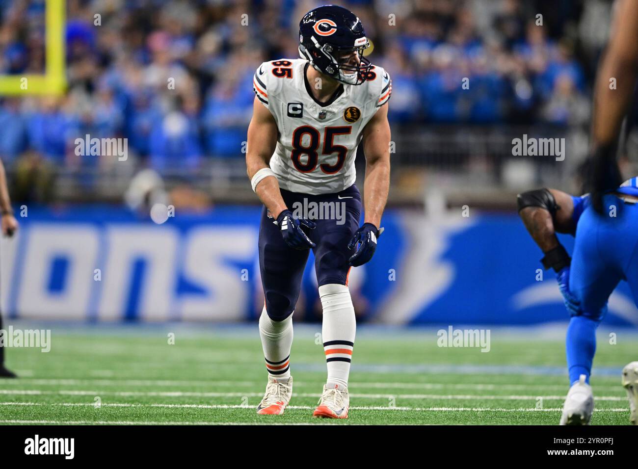 Chicago Bears tight end Cole Kmet lines up during the second half of an ...