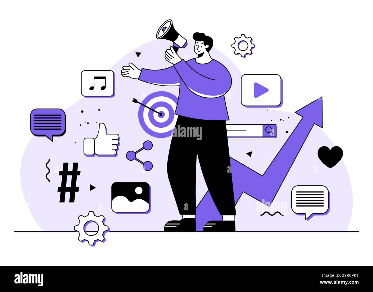 Male character addressing the audience through social media using a ...