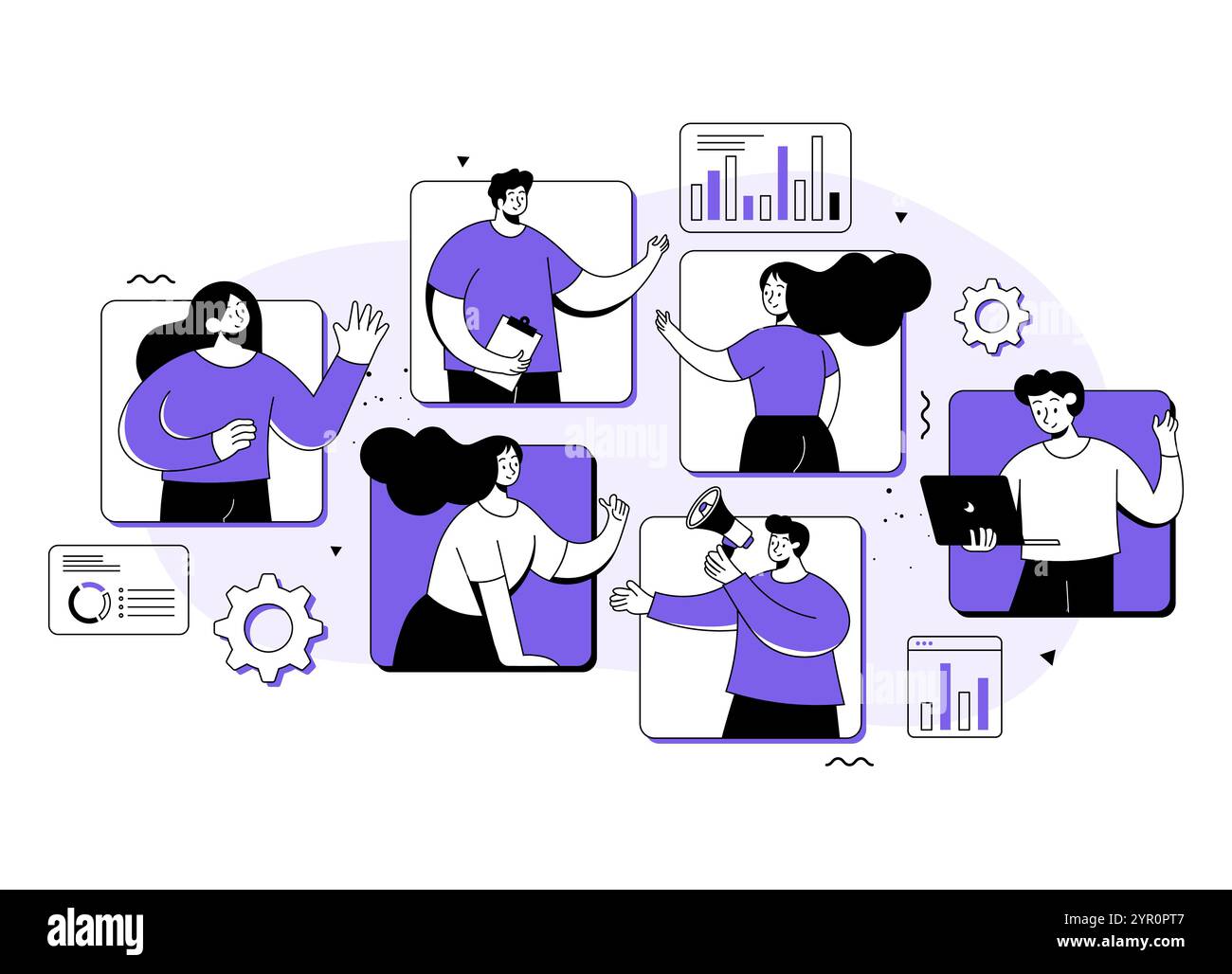 Business People Working Together Success Workflow Management Flat