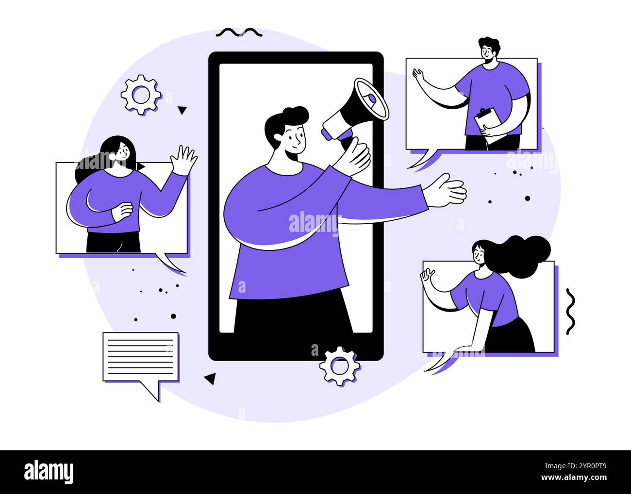 Digital marketing flat illustration vector concept, Influencer ...