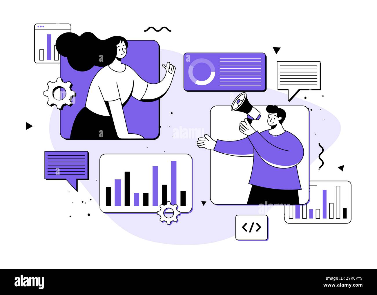 Business people working together success, Workflow management flat illustration, Work ...