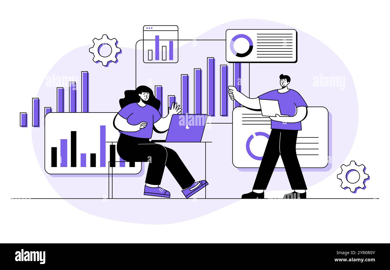 Business people looking financial charts Stock Vector Images - Alamy