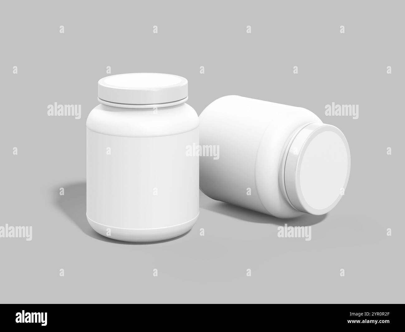 Front View White Blank Whey Supplement Jar Mockup 3D Render Stock Photo ...