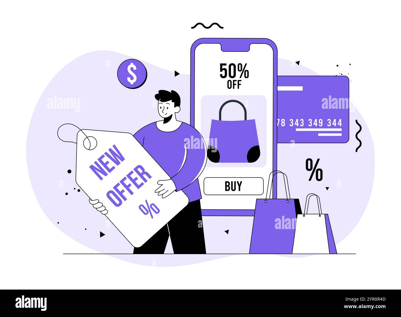 Commerce smartphone discount store Stock Vector Images - Alamy