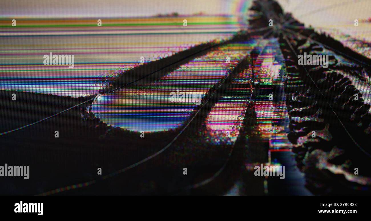 Grunge pixel. Matrix damage. Colorful failure of fractured computer ...