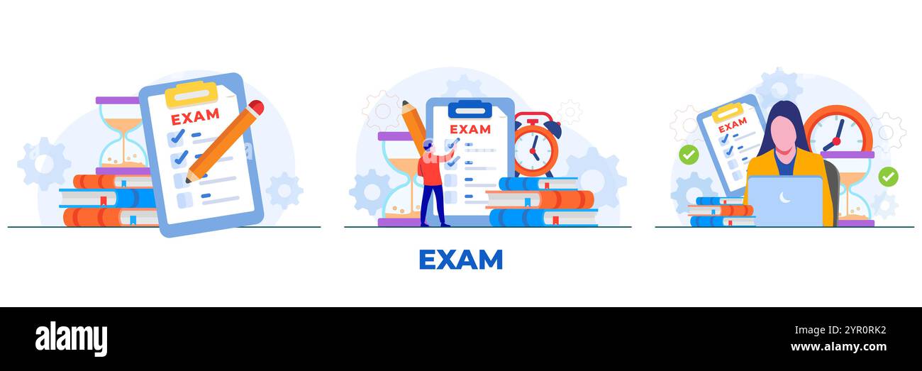 examination concept, online test, Education concept flat illustration ...
