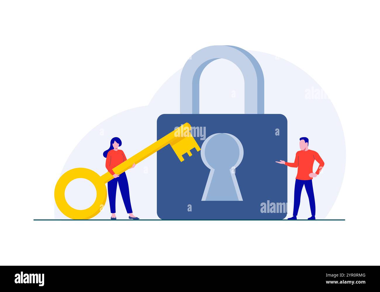 Personal data security, Defense, Data protection from hackers, and scammers vector illustration ...