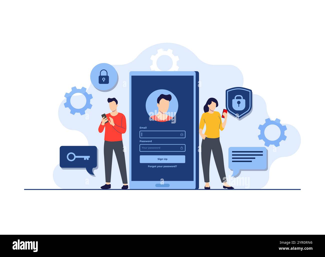 Data And Account Protection Concept Flat Vector Illustration Password