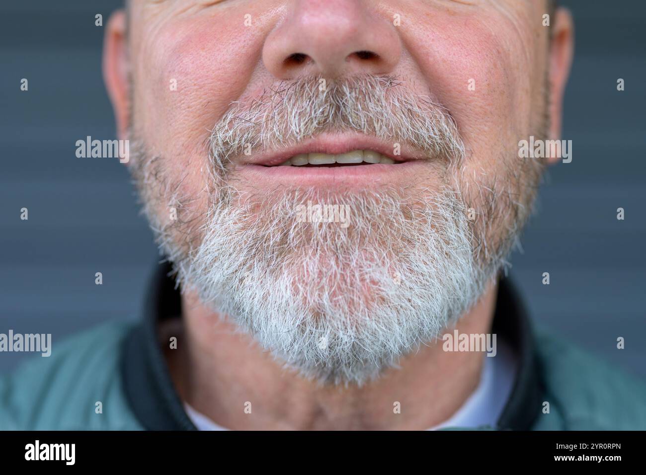 A detailed close-up of a man's lower face, showcasing a well-groomed ...