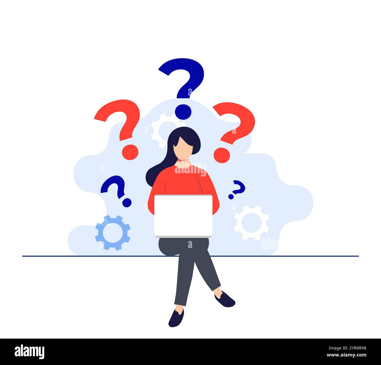 Female character having questions. Frequently asked questions concept ... Female character having questions. Frequently asked questions concept ...