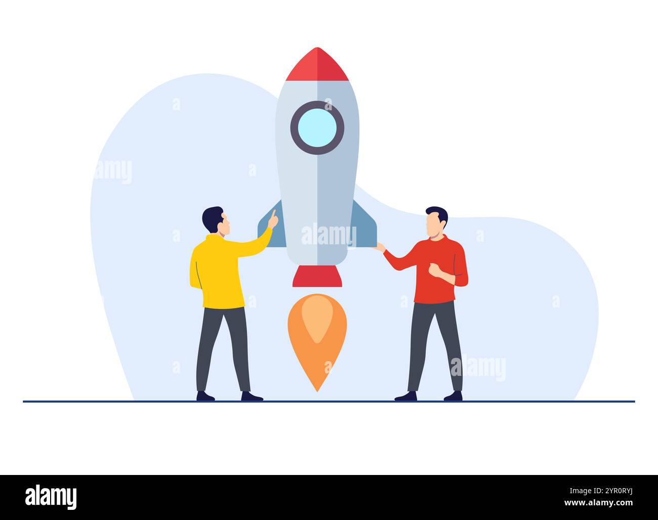 Startup rocket launch by business people or employees, Success of new project, entrepreneurship ...