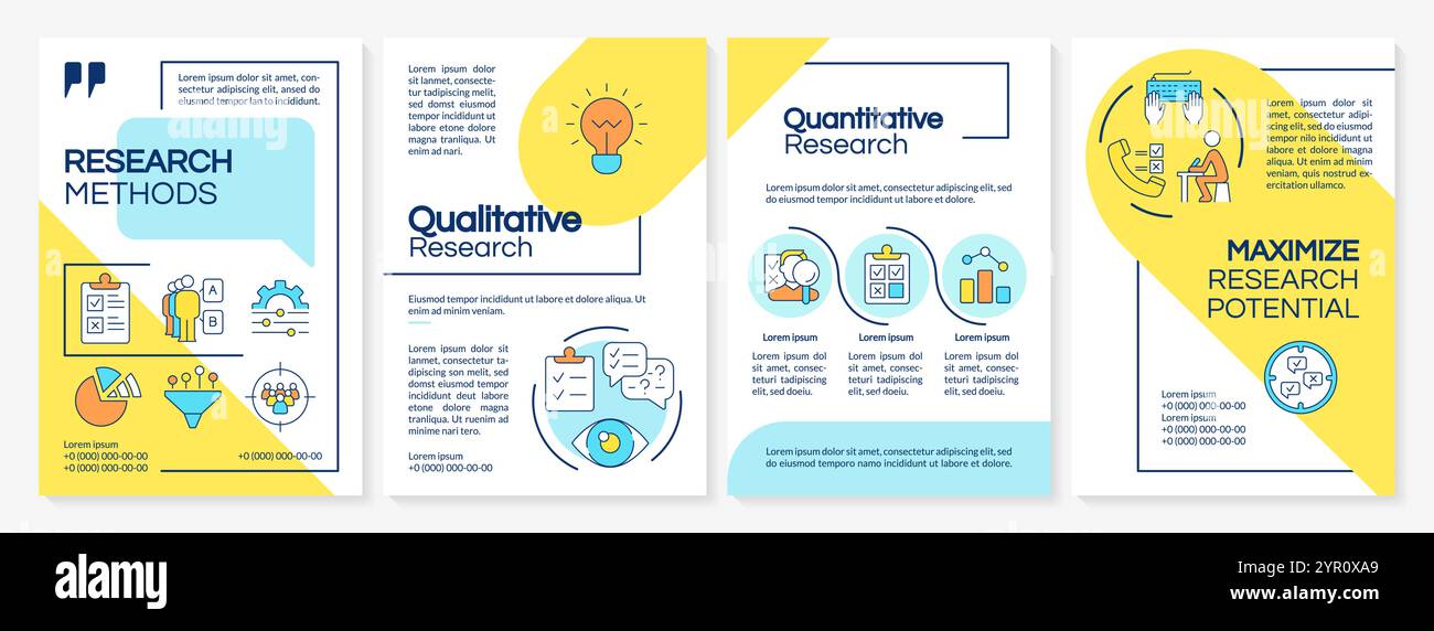 Market research methodologies blue and yellow brochure template Stock ...