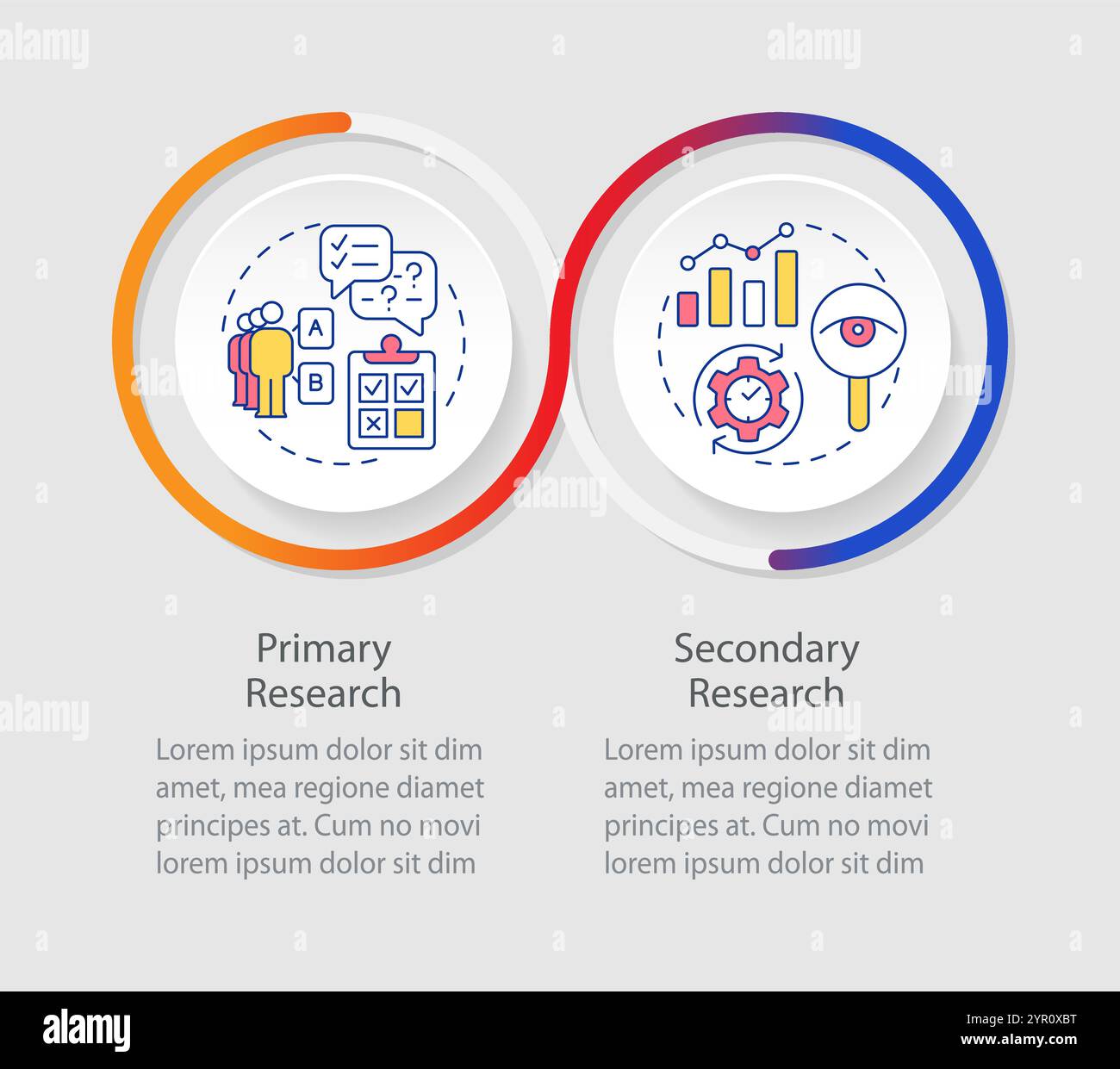 Different market research types infographics circles sequence Stock ...