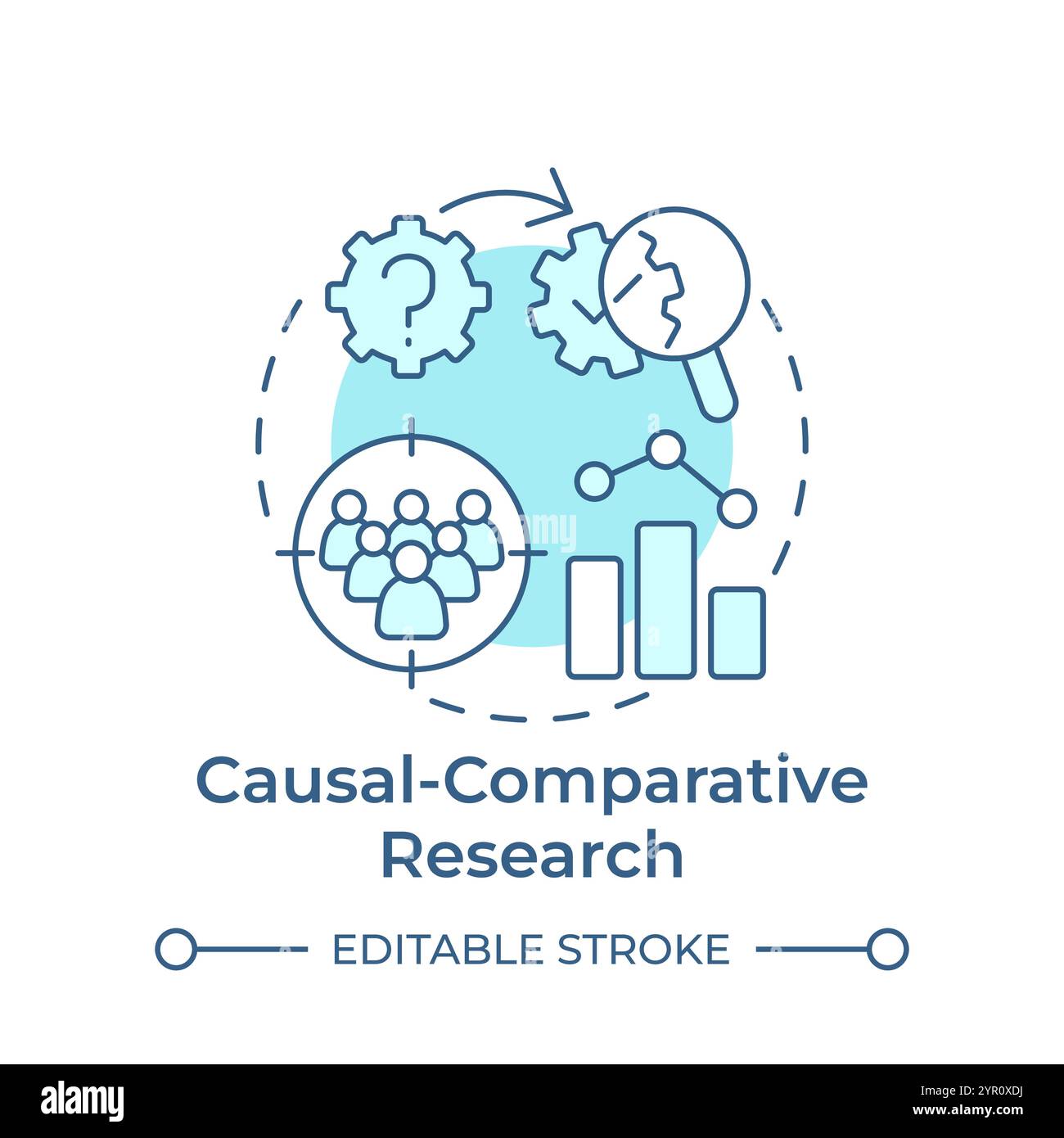 Causal-comparative research soft blue concept icon Stock Vector Image ...