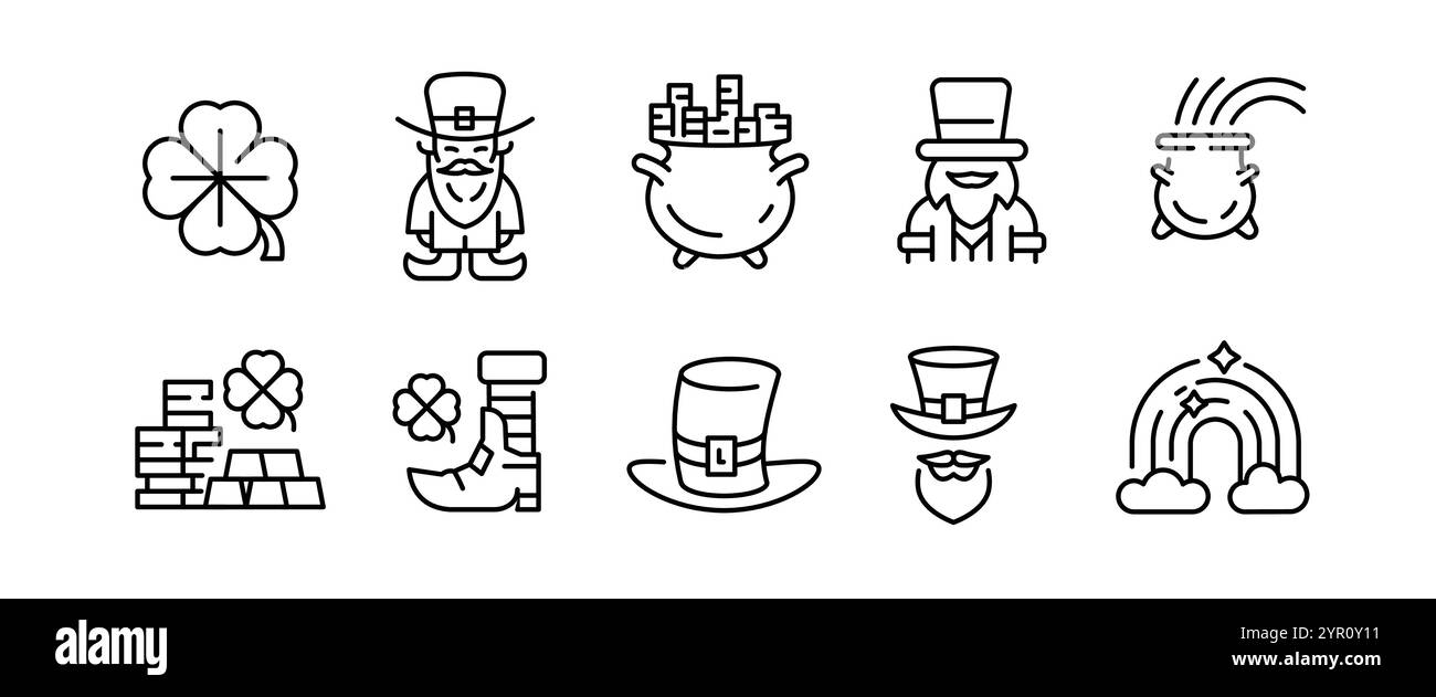 Leprechaun icons set Stock Vector Image & Art - Alamy