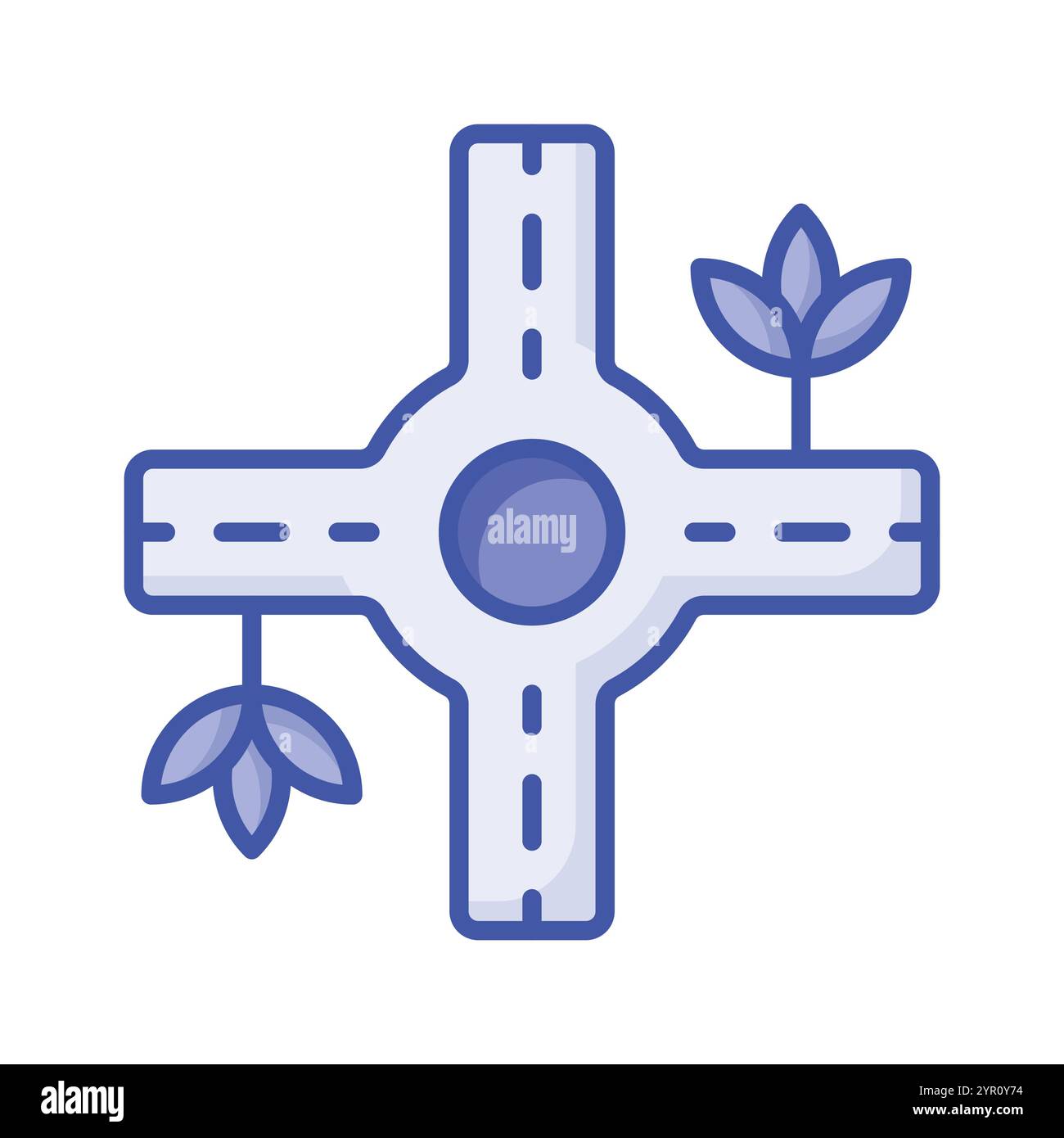 Traffic circle with four roads showing concept icon of road ...