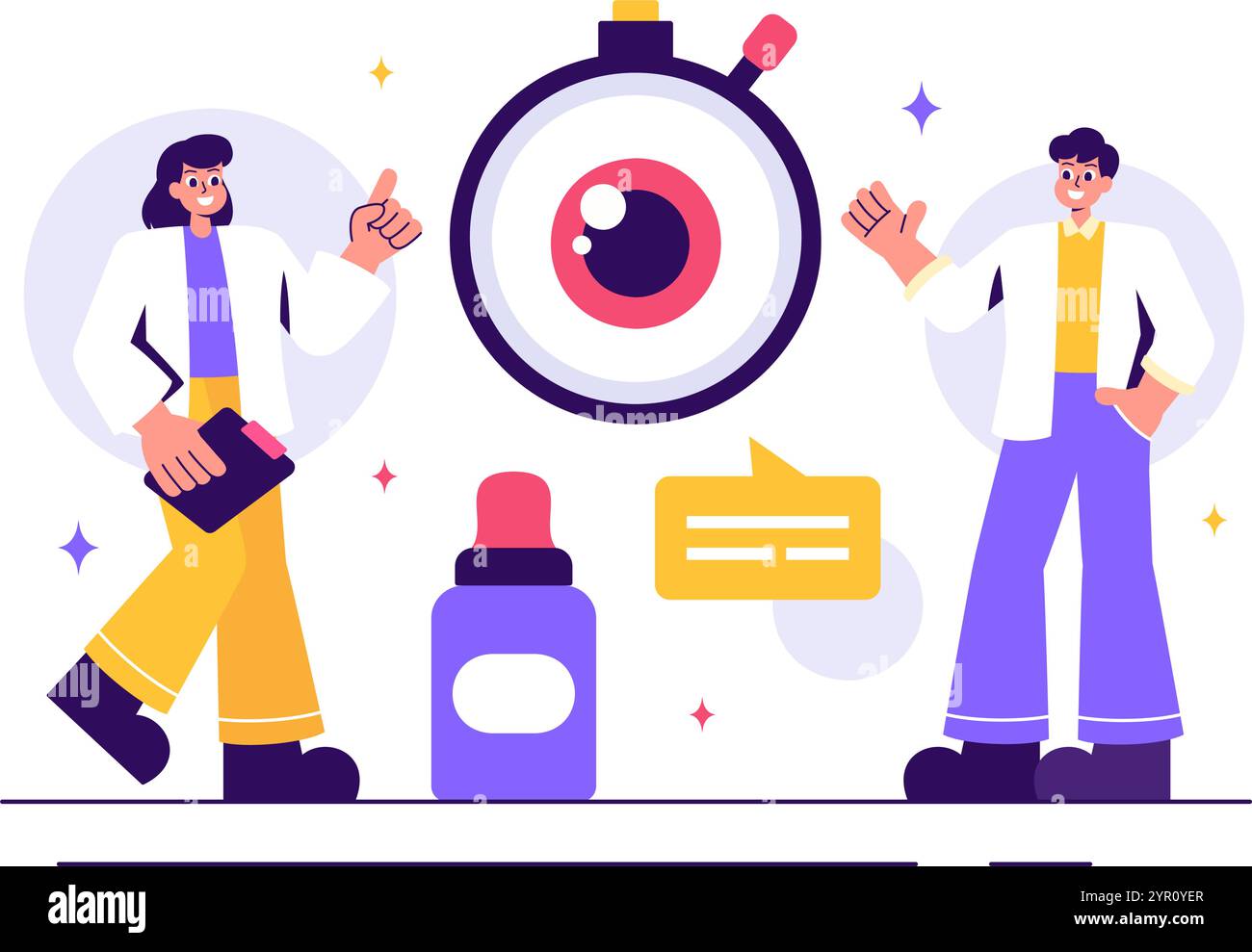 Optometrist Vector Illustration featuring an Ophthalmologist Examining ...