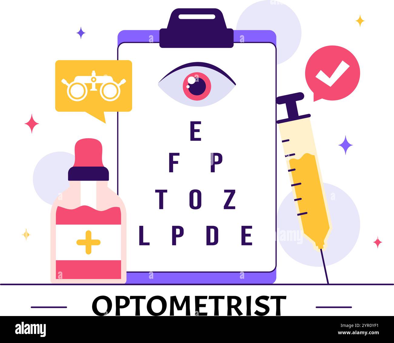 Optometrist Vector Illustration featuring an Ophthalmologist Examining ...