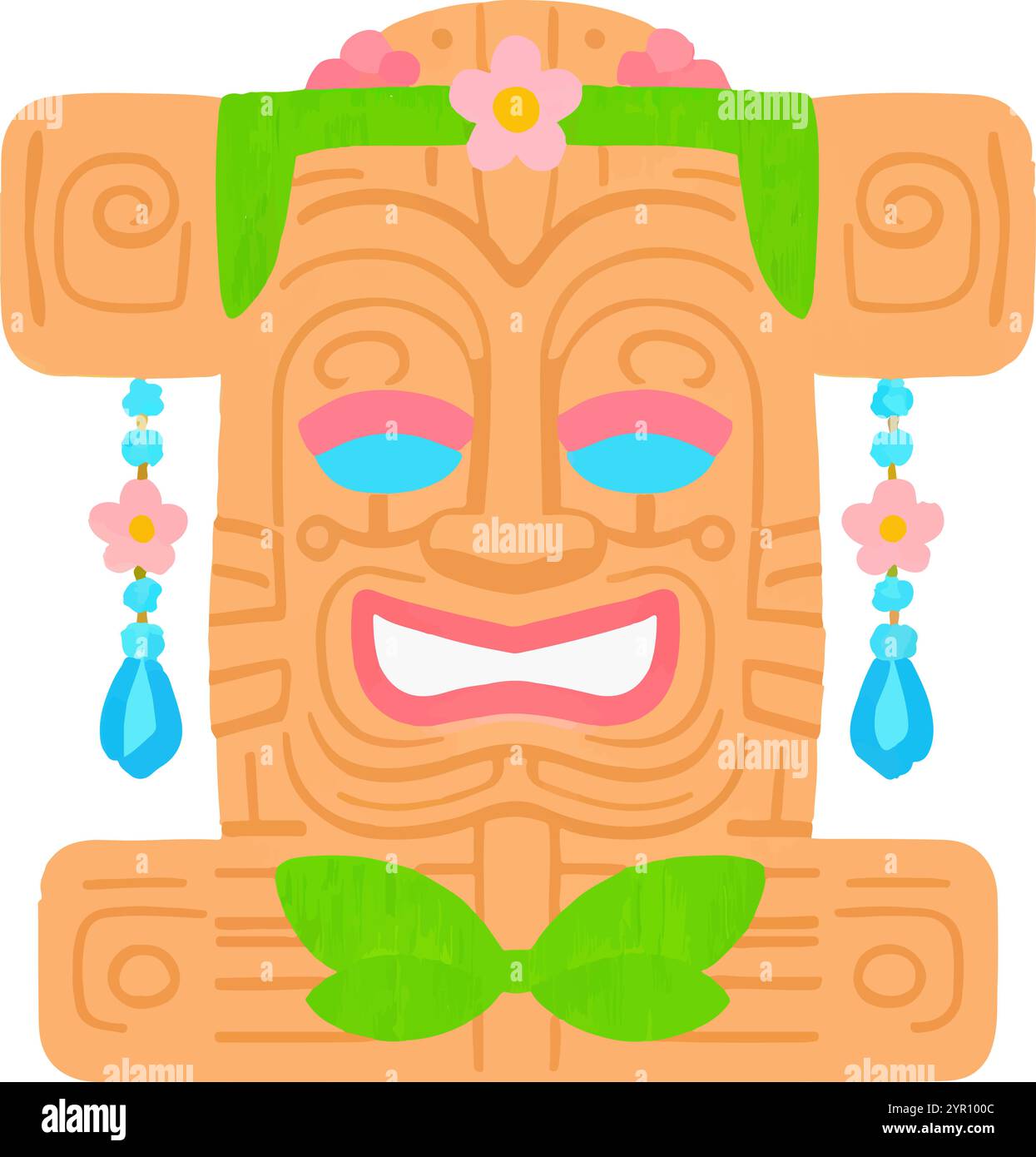 A traditional Tiki mask inspired by Polynesian culture, often used in ...