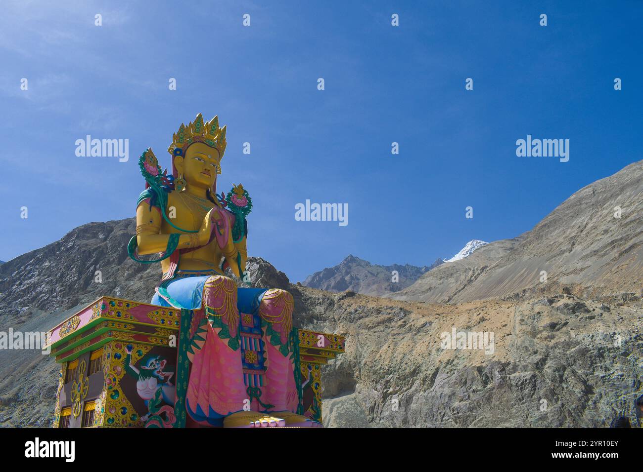 The 108 feet tall statue of Maitreya Buddha at the Diskit Monastery ...