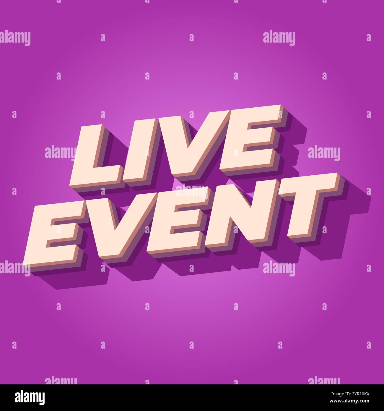 Live event. Text effect design in bold fonts with 3D effect. purple ...