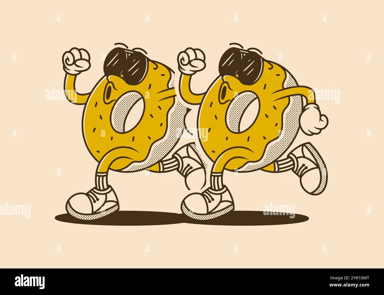 Donut, make the world go round. Vintage retro mascot character of two ...