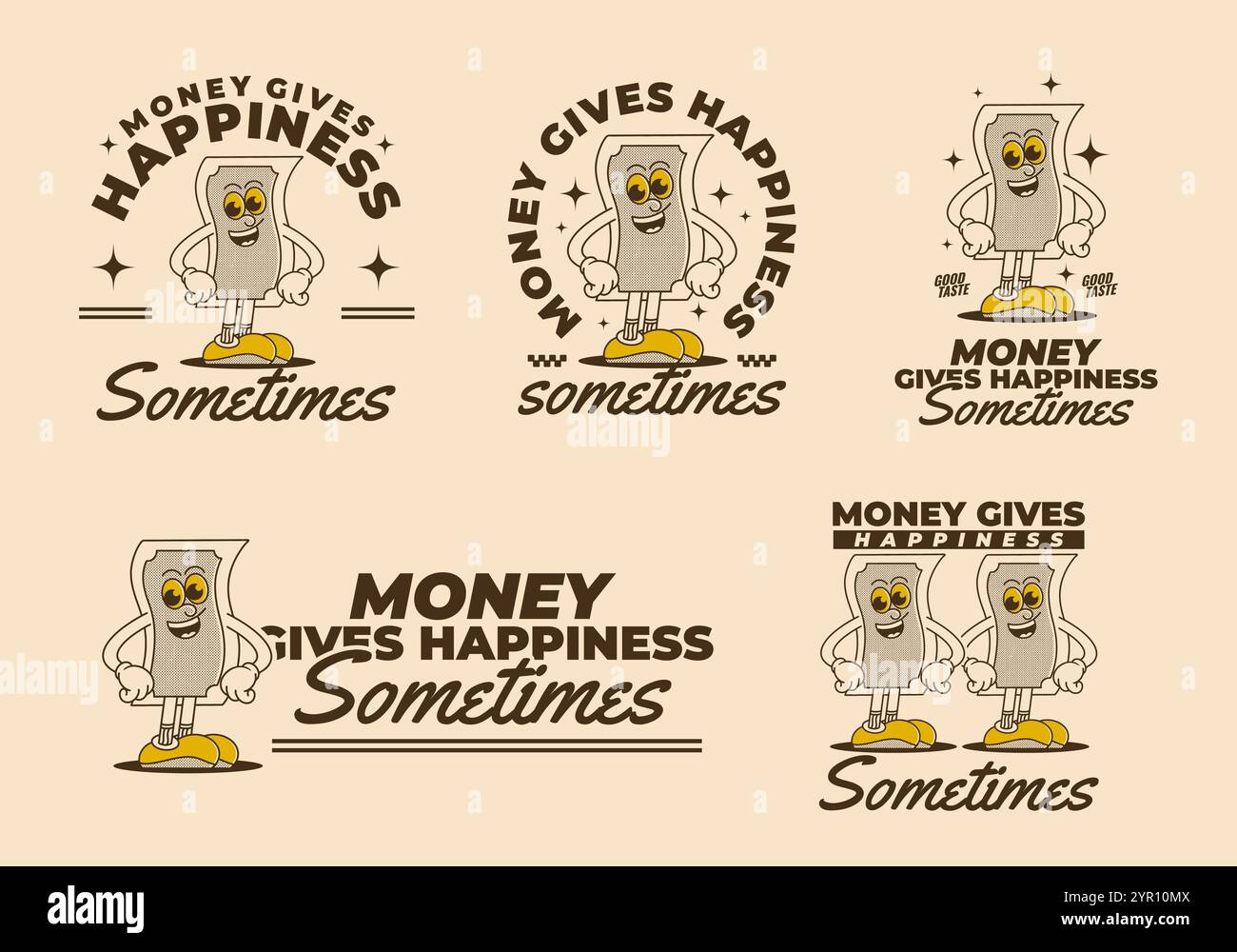 money gives happiness, sometimes. Money mascot character in standing ...