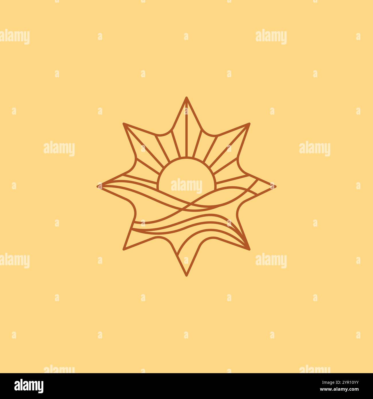 Sun and Wave Line Logo Icon Vector. Sunshine Design Stock Vector Image ...