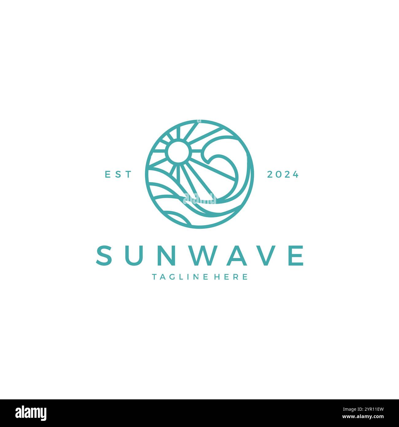Sun and Wave Logo Design. sun line art vector. sunset vector Stock ...